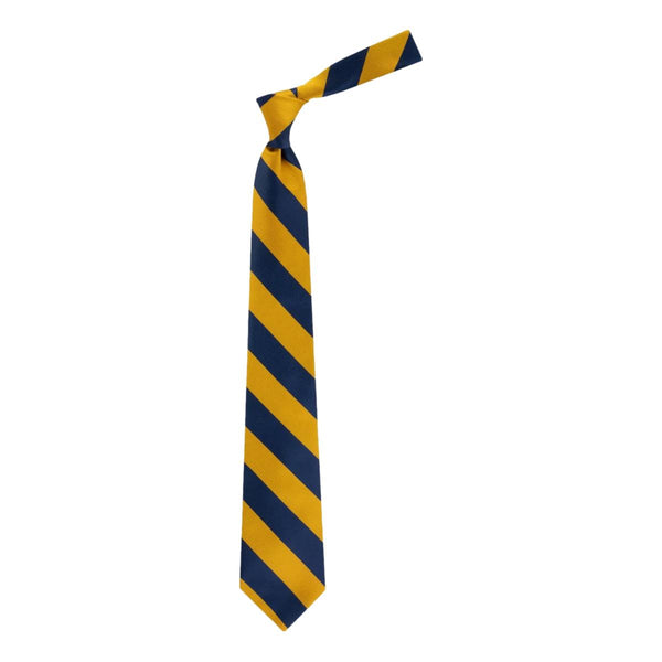 J Press Made-in-USA Navy & Yellow Guard Stripe Silk Repp Tie - MILWORKS
